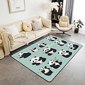 jejeloiu Panda Rugs for Living Room Bedroom Shag Decorative Carpet Rugs Cute Panda Bear Decor Soft Accent Rug for Room Living Room Bedroom Machine Washable Multifunctional Rugs