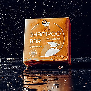 Eco-Friendly Solid Shampoo Bar for All Hair Types, Sustainable Natural Shampoo, Plastic Free, pH Balanced, Vegan, Plant Based, 100% Compostable and Zero Waste, 4.10oz (Mandarin)
