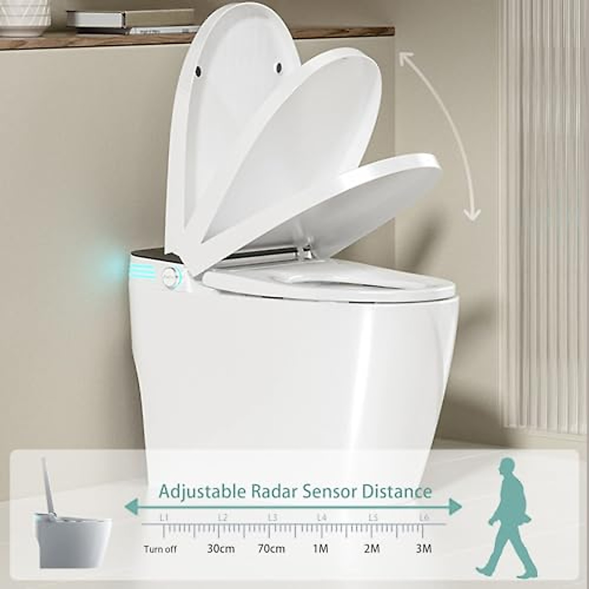 Toilet Smart Toilet Ceramic White with Heated Bidet Seat Portable Toilet with Bidet Built in Auto Open&Close Auto Dual Flush