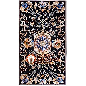Marble Center Dining Table Top Pietra Dura Italian Inlay Design Hallway Decor | 70"x31"