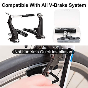 Bike Brakes Pads Set, Brakes Kit, Road Mountain Cycle Bicycle Rubber Universal V-Brake Blocks Shoes with Hex Nut Tools and Shims, No Noise No Skid, 70mm, Fits Most Bikes MTB City Folding Bike Pads