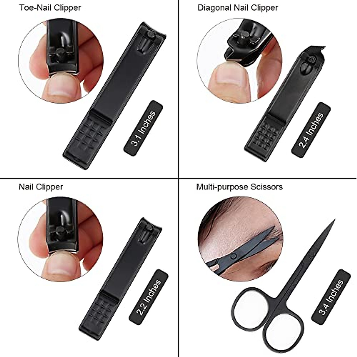 ZIZZON Manicure set Personal Care, Nail Clippers Set, Professional Pedicure set Grooming kit 12 in 1 Gift for Men Husband Boyfriend Parents and Women Elder Patient Nail Care (Black-red)