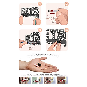 SirHoldeer Metal Key Rack, 10 Hooks, Farmhouse Modern Wall Mounted Key Holder for Home, Office, Entryway Decor, Durable Steel, Adjustable Easy Install, Gift