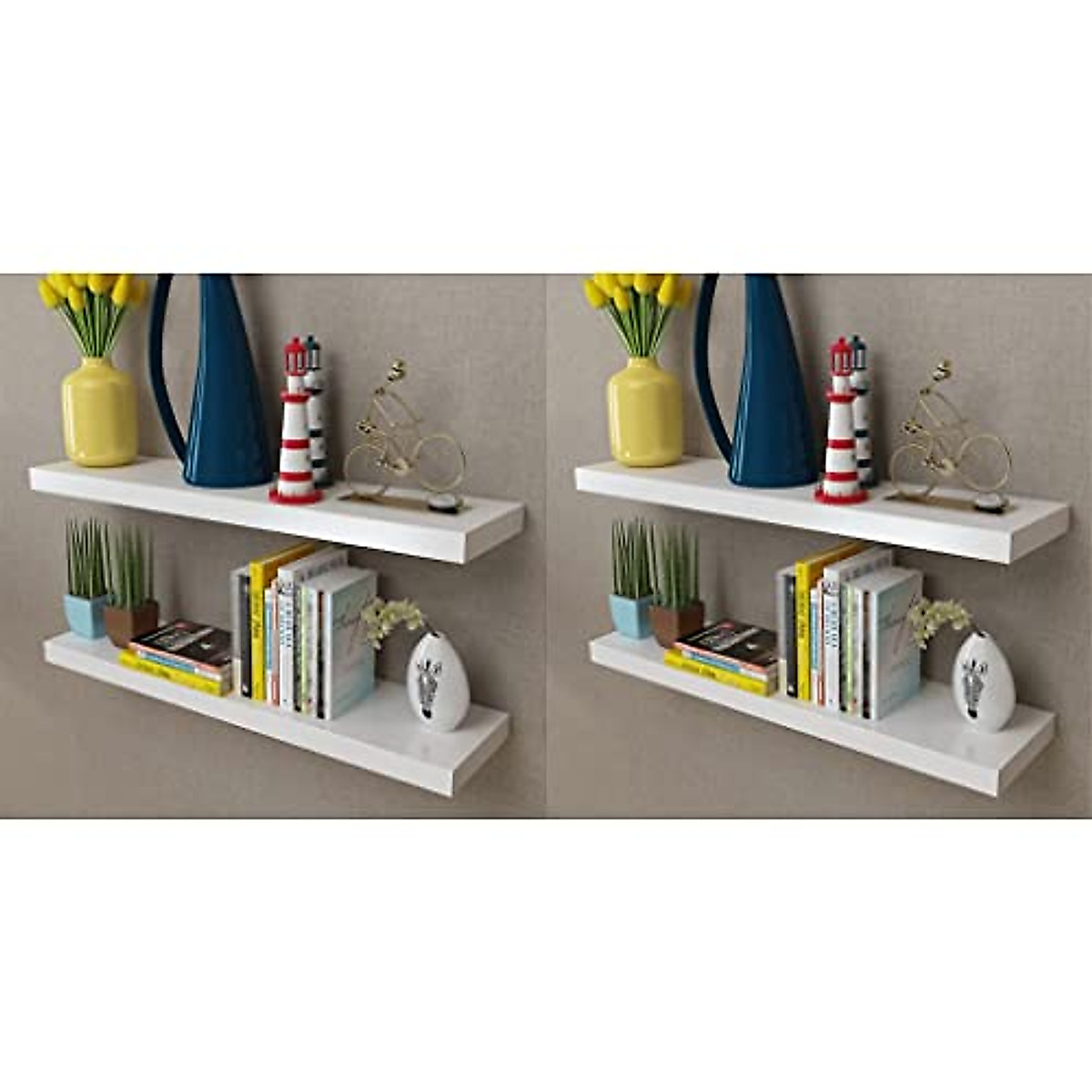 vidaXL 4X Wall Shelves White 31.5" Display Hanging Storage Bookcase Furniture