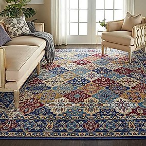 Nourison Grafix Traditional Multicolor 7'10" x 9'10" Area Rug, Easy Cleaning, Non Shedding, Bed Room, Living Room, Dining Room, Kitchen (8x10)