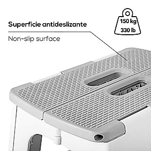 Vigar Compact Foldable 2-Step Stool, 16 inches, Lightweight, 330-pound Capacity Non-Slip Folding Step Stool, Gray