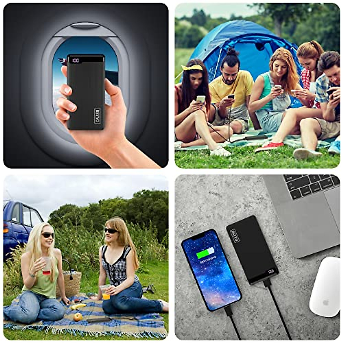 BSYYO Portable Charger,10000mAh Triple 3A Ports Fast Charging USB C Power Bank with LED Display,External Battery Pack Phone Portable Charger for iPhone 12 13 X Plus Google Samsung LG iPad etc.