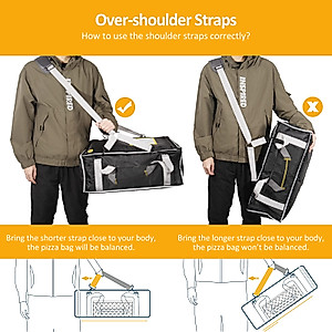 Semmiro Insulated Pizza Delivery & Warmer Bag, Breathable Silk-Floss Padding to Retain Heat & Release Steam, Waterproof Zipper Closure, Fits 3pcs 18" Pizza / 4pcs 16" Pizza, 21.5" x 19.75" x 8.5"