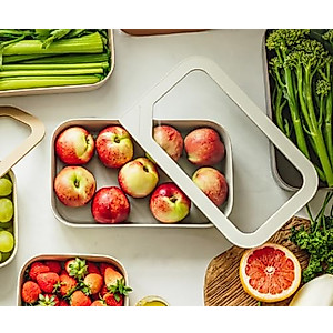 Neoflam 2 Set FIKA One Kitchen Porcelain Ceramic Food Container with Glass Lid, Microwave, Oven, Dishwasher Safe Storage, Home Deco (1500ml / 1.59qt / 6.25 cups)