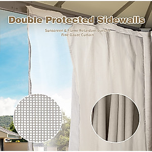 YOLENY 12x20FT Hardtop Gazebo, Permanent Outdoor Aluminum Patio Gazebo with Aluminum Composite Double Roof, Party Tents for Patio Lawn and Garden, Curtains and Netting Included