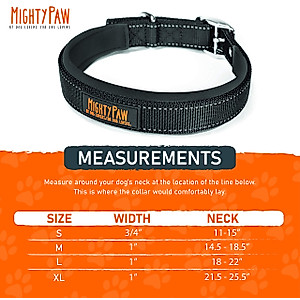 Mighty Paw Dog Collar - Padded Comfort - Neoprene Lining - High Visibility Reflective Threading - Weatherproof Nylon - Buckle Adjustable Dog Collar - Comfortable Dog Collar for All Dog Breeds