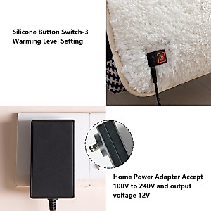 STONECREST Heated Recliner Chair Cover for Footrest (White Sherpa/Back Beige, 20x23)