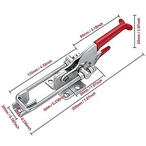 Accessbuy Heavy Duty Large Toggle Clamp Latch,2000Lbs Holding Capacity,Self-Lock U-Bolt Adjustable Latch for Tire Carrier,Industrial EquiIpment,Boxcar,Smoker Lid and More 7.87 Inch (2Pack)