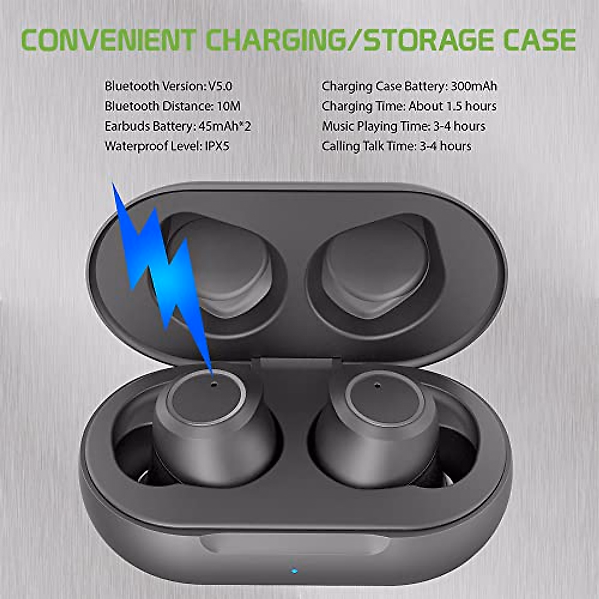 Wireless V5 Bluetooth Earbuds Compatible with Motorola Edge (2021) with Charging case for in Ear Headphones. (V5.0 Black)