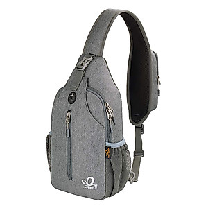 WATERFLY Crossbody Sling Backpack Sling Bag Travel Hiking Chest Bags Daypack (Dark gray)