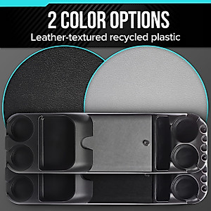 Moblorg Center Console for Minivans, SUVs, Middle Van Console, Extra Cup Holders, Large Storage, Made in USA (Gray)