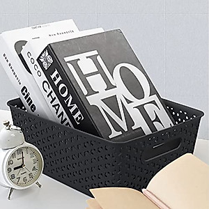 Teyyvn Plastic Storage Basket, 11.6" x 8.9" x 4.7", Pack of 4, Dark Gray