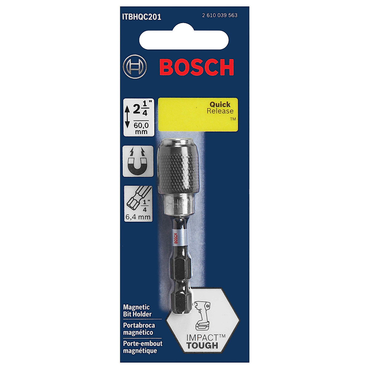 Bosch CLPK27-120 12V Max 2-Tool Combo Kit (Drill/Driver and Impact Driver) w/ 2 Batteries, Charger and Case and ITBHQC201 2 1/4", Impact Tough Quick Change Bit Holder