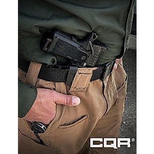 CQR Tactical Belt, Military Style Heavy Duty Belt, Webbing EDC Quick-Release Buckle, 2pack Plastic Flip Tab Black/Khaki, Large