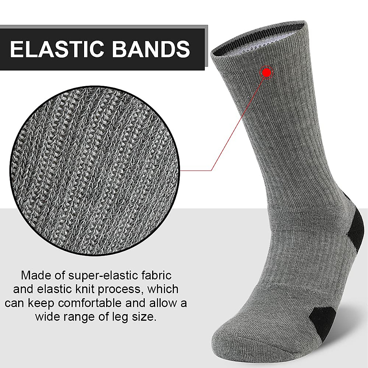 boruizhen Men's Athletic Crew Socks basketball Socks Sport Compression Cushion Socks for Running and Training (6 Pairs)