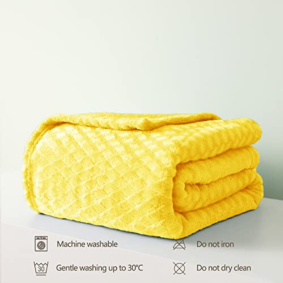Exclusivo Mezcla Diamond Ultra Soft Throw Blanket, Large Flannel Fleece Blanket for Couch/Bed/Sofa (Yellow, 50 x 70 Inches) - Cozy, Warm and Lightweight