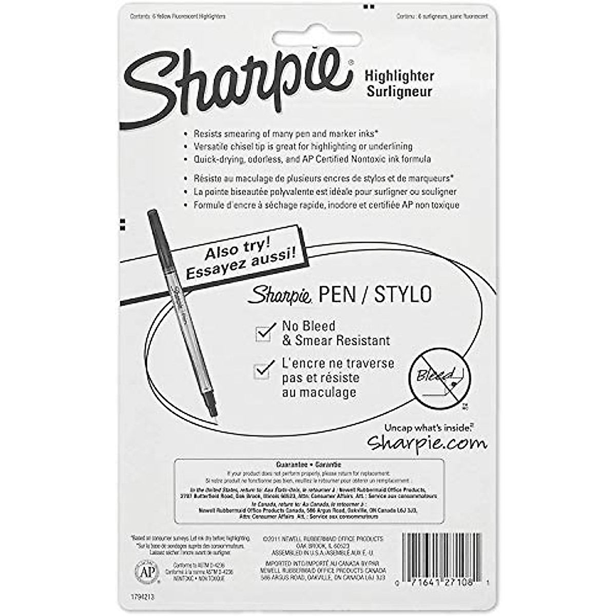 SHARPIE 27108PP Accent Pocket Style Highlighter, Fluorescent Yellow, 6-Pack