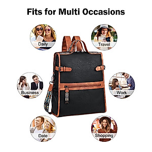 FADEON Leather Laptop Backpack for Women, Designer Ladies Work Travel Computer Backpack with Laptop Compartment Black Brown