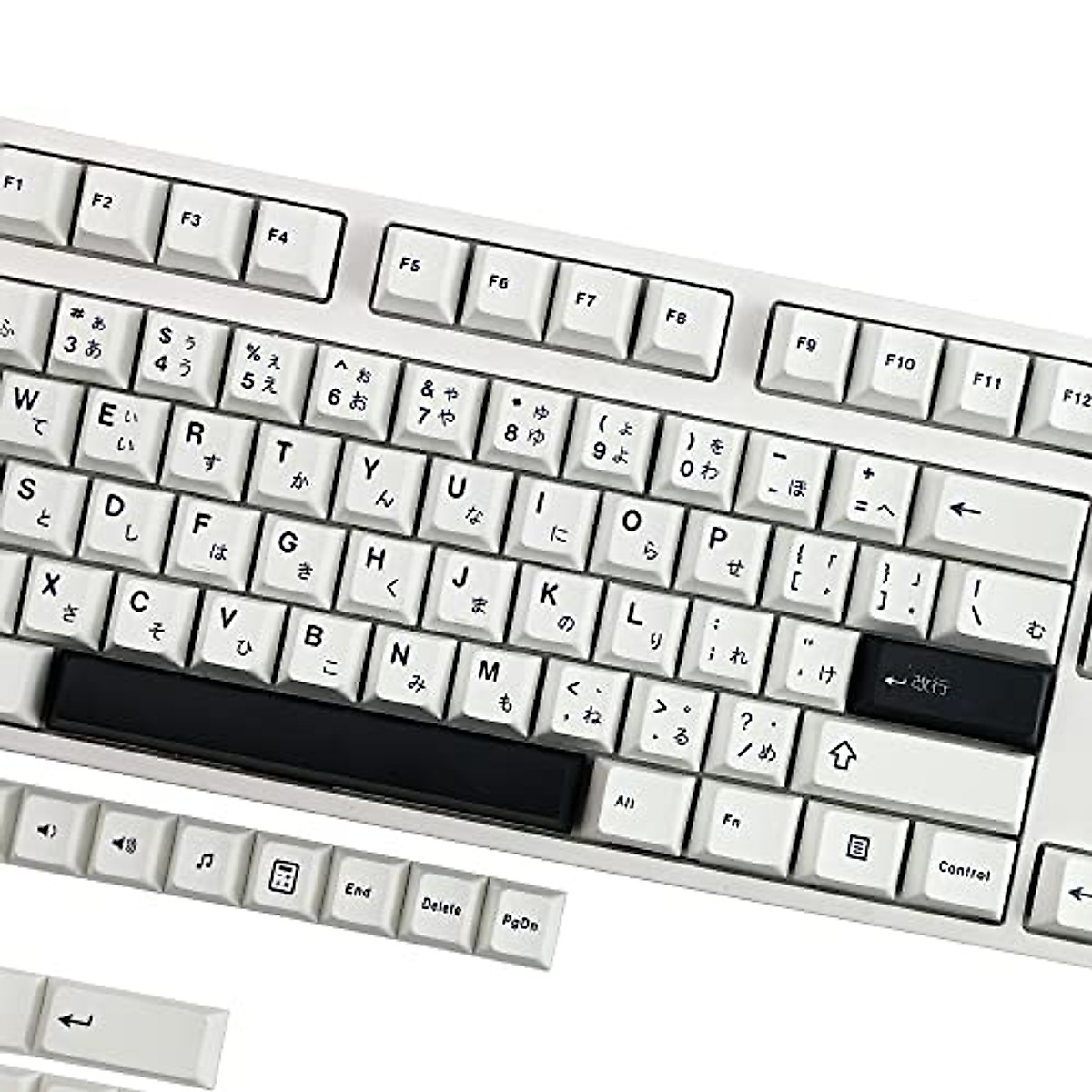 Premium PBT Minimalist Black and White Keycaps - Cherry Profile, DYE Sublimation, 129 Keys for Cherry MX Switches Mechanical Keyboards