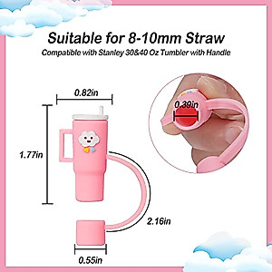 Straw Cover Cap for Stanley Cup, 6pcs Silicone Straw Topper Compatible with Stanley 30&40 Oz Tumbler with Handle and Straw, Drinking Straw Tip Covers for 8-10mm Straw