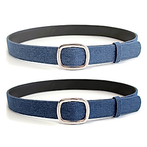DenimDen 2 Pack Womens Denim Belts for Blue Jeans Belts Fashion Waist Belt for Ladies Pants Dresses