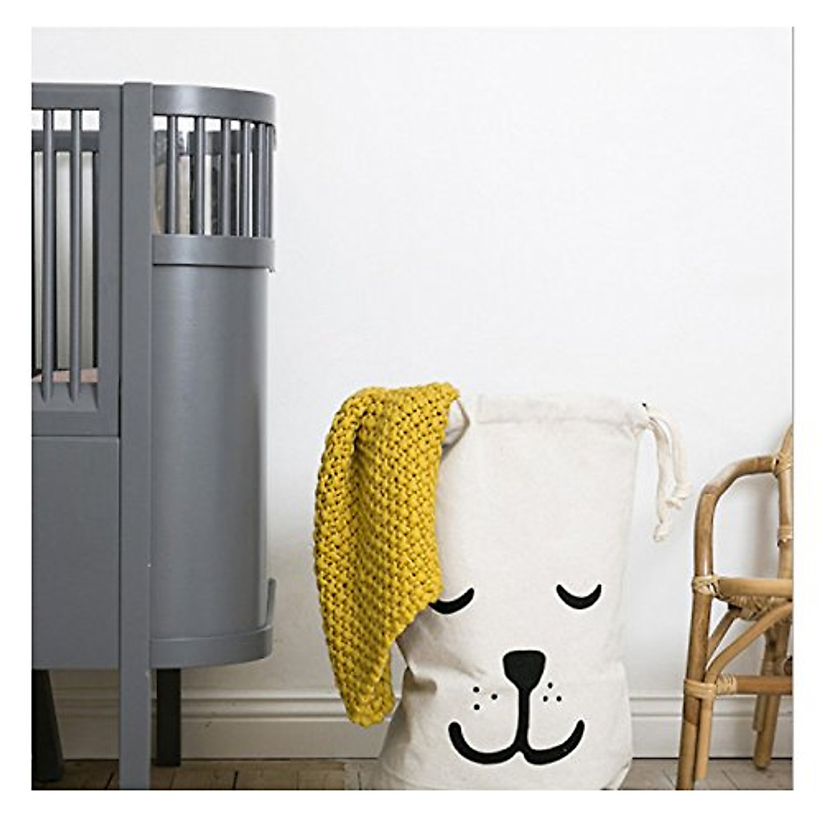 Mikayoo Canvas Laundry Bag with Drawstring 100% Made by Cotton Sorting Storage Bag Reusable and Recycling Bag Household Organizer 19" x 27"(Set of 1)