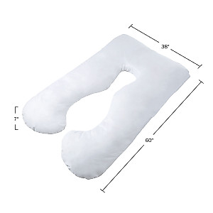 Bluestone Pregnancy, Full Body Maternity Pillow with Contoured U-Shape, Back Support, White