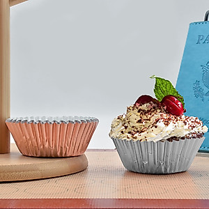 200 Pcs Rose Gold Foil Cupcake Liners Standard Baking Cups Muffin Paper Cases