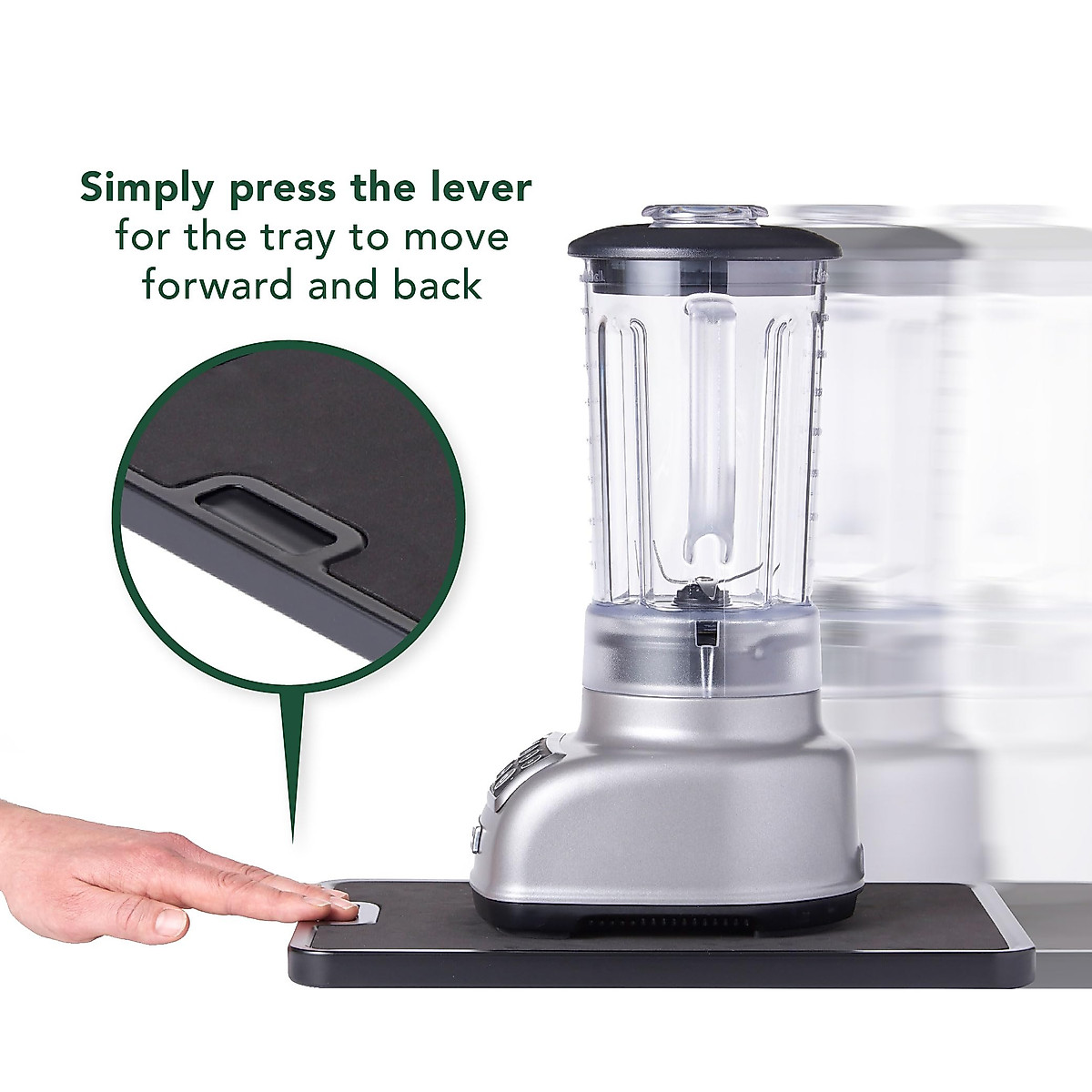 Nifty Medium Appliance Rolling Tray – Black, Home Kitchen Counter Organizer, Integrated Rolling System, Non-Slip Pad Top for Coffee Maker, Stand Mixer, Blender, Toaster