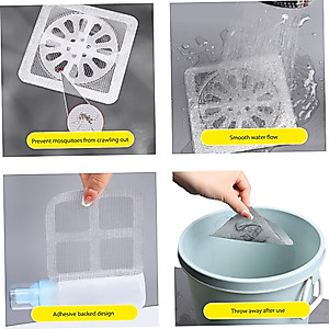 Disposable Shower Drain Hair Catcher, 50pcs 4inch Square Mesh Disposable Drain Covers, Sink Strainer Filter, Floor Drain Sticker for Bathroom, Laundry, Bathtub