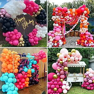 RUBFAC Hot Pink Balloons Different Sizes 105pcs 5/10/12/18 Inch for Garland Arch, Latex Party Balloons for Wedding Birthday Baby Shower Anniversary Valentine's Day Princess Theme Party Decoration