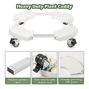 Nefish Plant Stand with Wheels Adjustable 15-21 Inches Plant Caddy with Dual Wheels Heavy Duty Rolling Plant Dolly Cart for Planters Plant Mover for Outdoor Indoor Potted Plant Trash Can Dolly