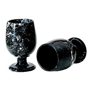 Radicaln Marble Wine Glasses Set of 2 Black 5.5 x 3.5 Inches 8.4 oz Handmade Wine Glass Set - Marble Stone Champagne Glasses - Suitable for Small Gathering & Home Décor
