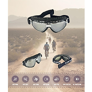 CRG Sports Motorcycle Goggle Aviator Pilot Style Cruiser Scooter Motocross Goggles for Men, Women, Adults