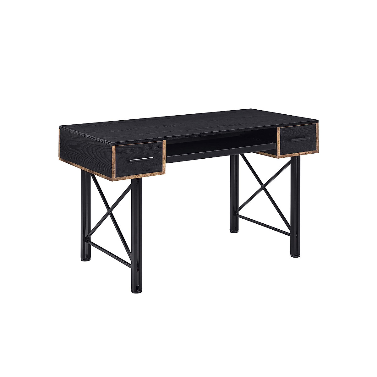 Acme Settea Wooden Top Computer Desk with 2 Drawers and Keyboard Tray in Black
