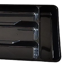 Gralara Cutlery Tray Multi Use Accessories Save Space Tools with 4 Grids Storage Durable for Stationery Spoon Tableware Silverware Office , Black