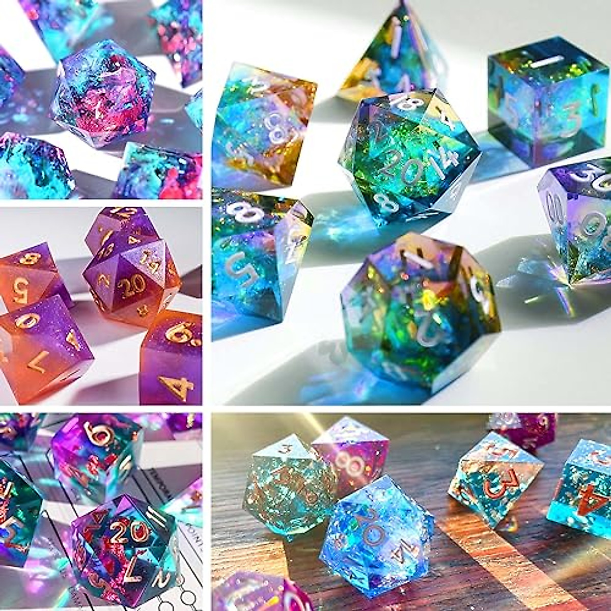 BABORUI Dice Molds for Resin, 7 Shapes DND Dice Resin Mold Silicone, Integrated Polyhedral Dice Silicone Molds for Making DND Dice Set Table Board Game