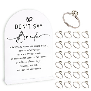 Tuiemie Minimalist Bridal Shower Ring Game, 1 Sign and 50 Rings, Bridal Shower Decorations, Put a Ring on It Bridal Shower Game, Wedding Shower Games(jzxn10)