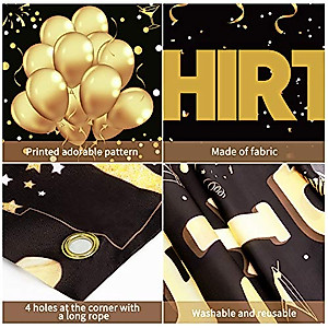 Kauayurk 30th Birthday Banner Decoration for Him Her, Talk Thirty to Me Banner Backdrop, Large 30 Year Old Birthday Party Decor Supplies, Gold Happy Thirty Birthday Sign for Outdoor Indoor(9.8x1.6ft)