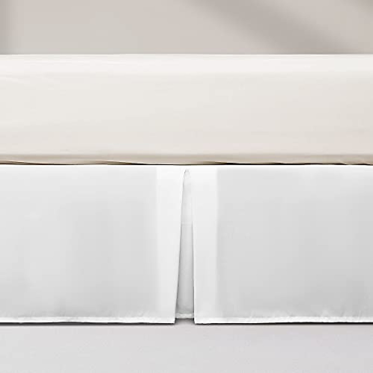 SONIVE Premium Bed Skirt Solid with Pleated Dust Ruffle 15-Inch Drop Easy to Put in Shrink Free and Fade Resistant (White, Queen)