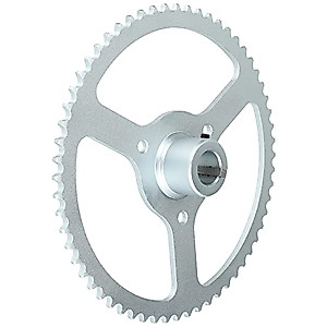 YOXUFA 60T Steel Go Kart Live Axle Hub Sprocket for #40/41/420 Chain With 1" Bore 1/4" Keyway Adapter Yerf dog Murray Predator 212cc 196cc Go Carts Dune Buggy Drift Trike Mini Quad 3 Hole Silver Parts