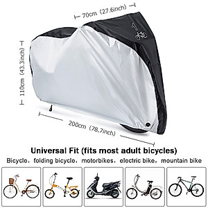 Maveek Bicycle Rain Cover 190T Waterproof Cycle Bike Rain Cover for Outside Storage Road Dirt Bike Covers Indoor Water Resistance for 1 Bike Travel Transport Garage Shed Tent Winter Summer All Weather