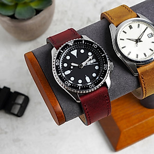 Benchmark 20mm Oxblood Red Leather Watch Band - Quick Release Crazy Horse Leather Watch Strap - 20mm Leather Watch Band (20mm, Oxblood)