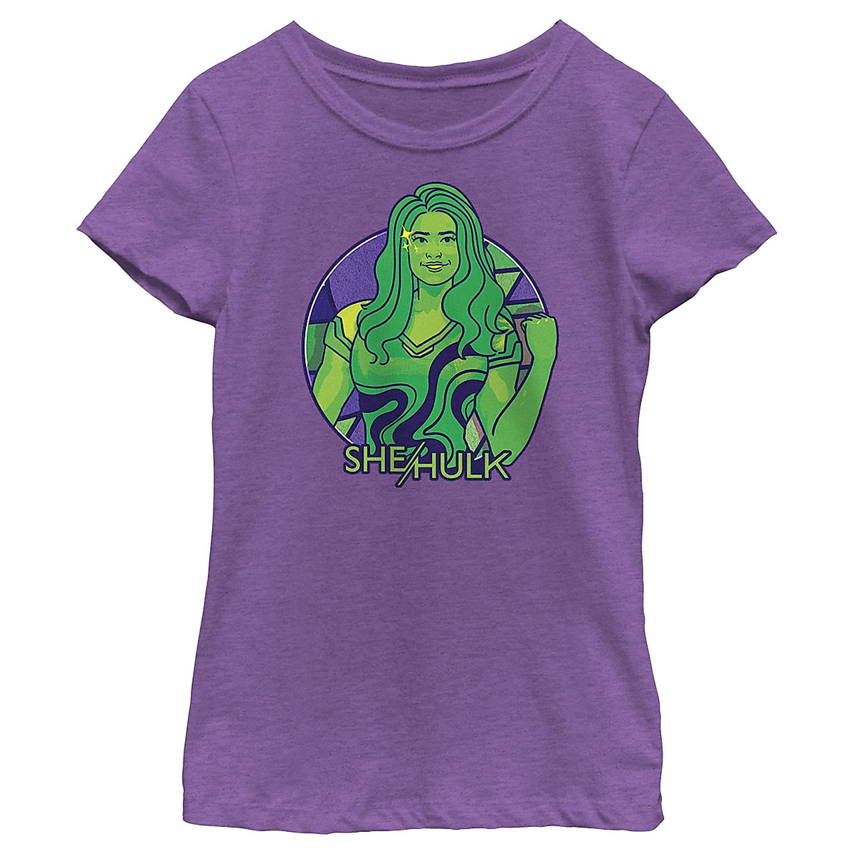 Marvel Girl's She-Hulk Color Block Circle Badge T-Shirt, Purple Berry, Medium