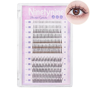 Ninetynine 240pcs Mixed Pack C Curl False Eyelash Extension Individual Lashes Lower Bottom Lash (5-6mm) Fairy Style A Shape (10-12mm) Fish Tail (9-11mm) Natural Clusters, 240 Count (Pack of 1)